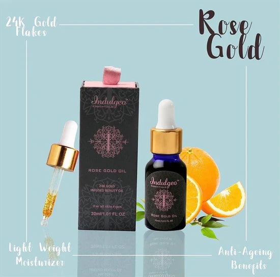 Indulgeo Essentials Rose Gold 24K Gold Oil 30ml – PRETTYCOSMO & BEAUTY